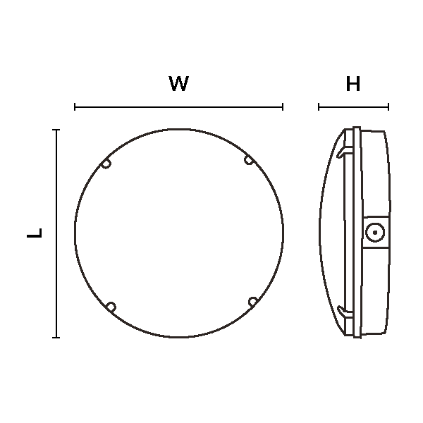 Amenity Pebley 430159-WH-DD Pebley Utility Round Bulkhead 12W 3CCT Dusk ...